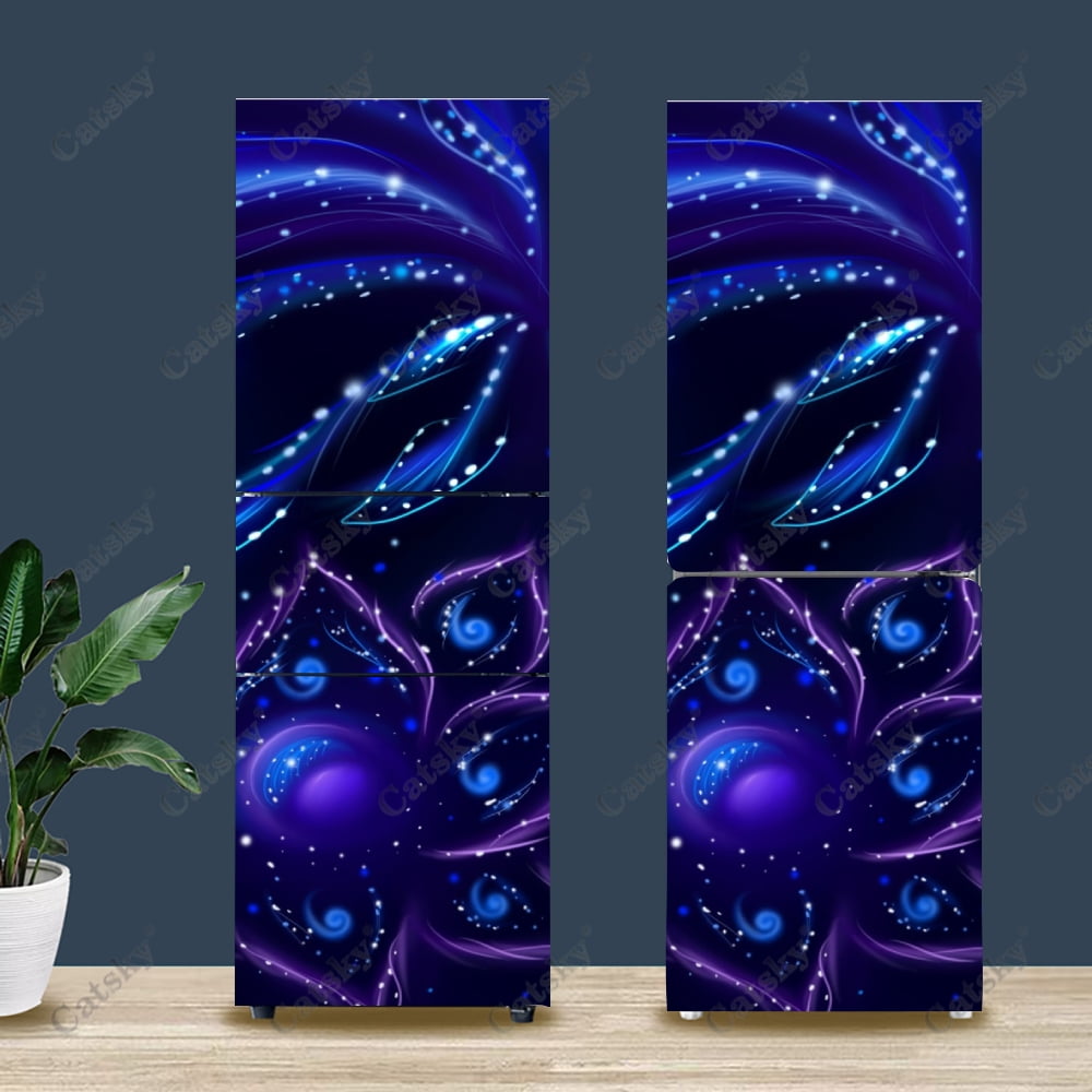 Abstract art blue flowers Refrigerator Stickers Home Decor Kitchen ...