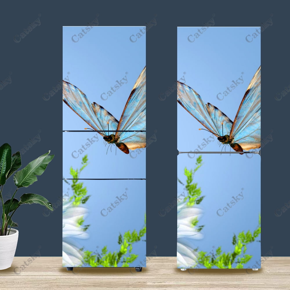 Abstract art blue flowers Refrigerator Stickers Home Decor Kitchen ...