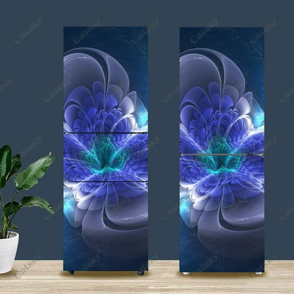 Abstract art blue flowers Refrigerator Stickers Home r Kitchen Murals ...