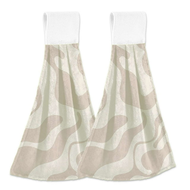 Abstract beige wavy pattern design Hanging Kitchen Hand Towels Sets ...