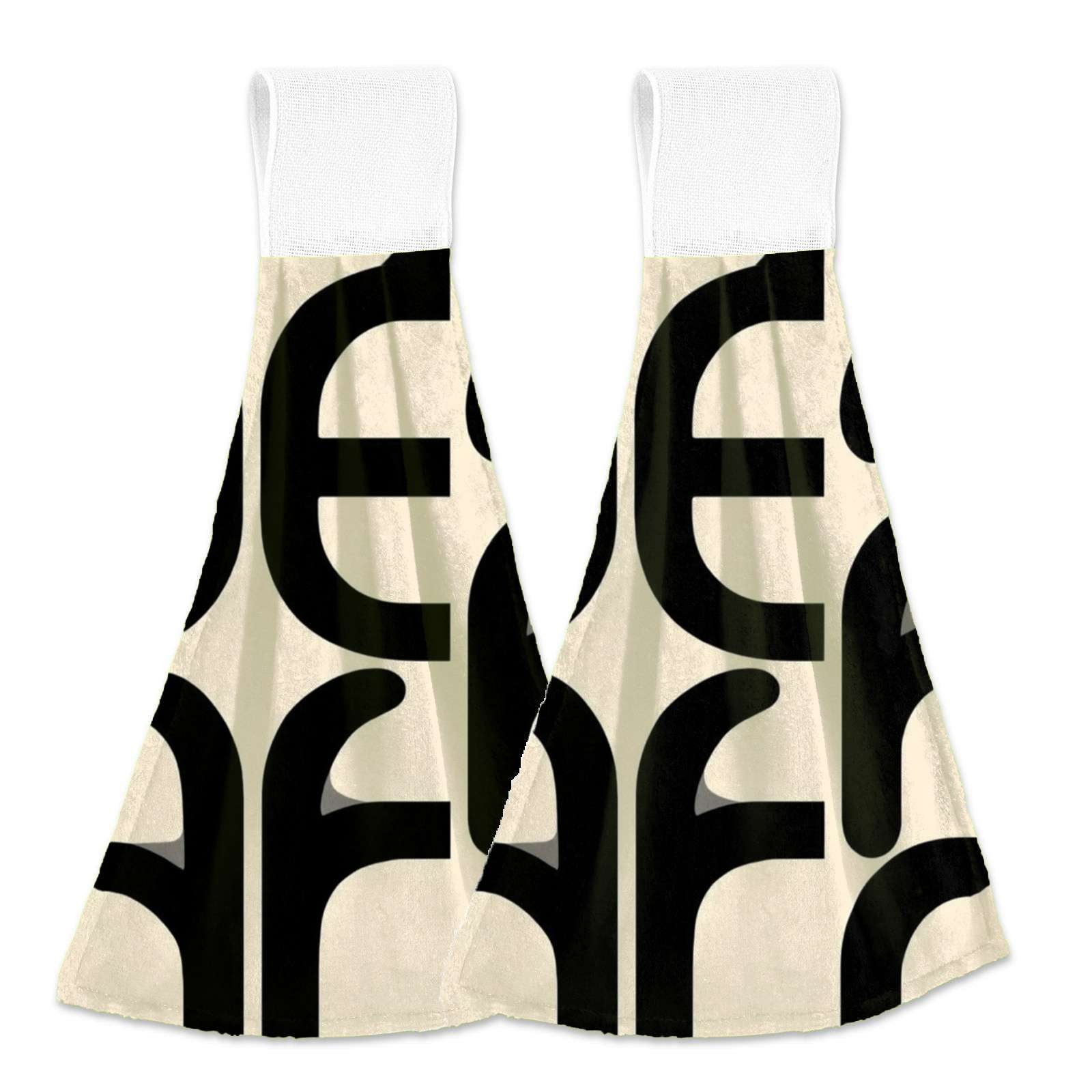 Abstract black cream design art Hanging Kitchen Hand Towels Sets with ...