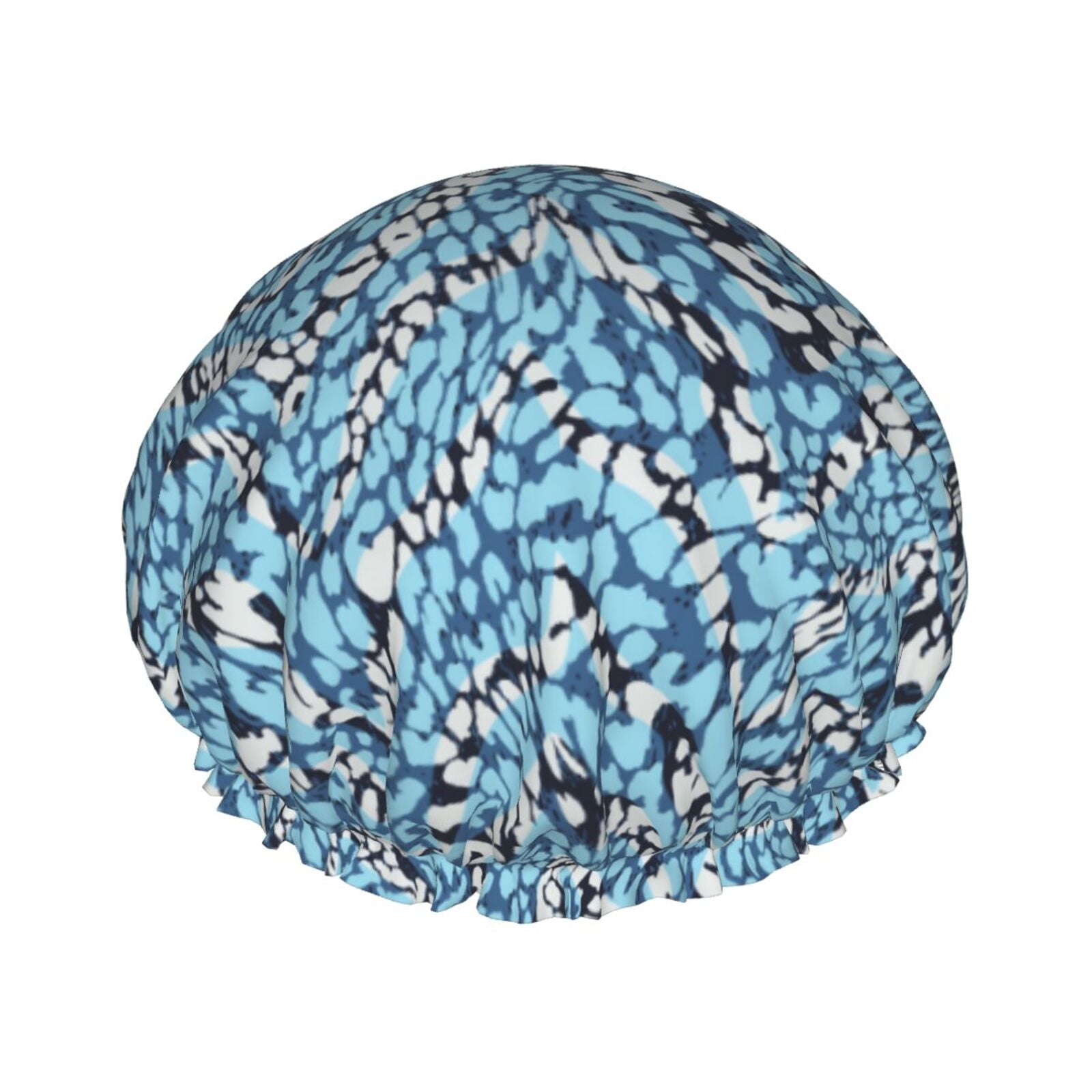Abstract blue Leopard Shower Cap, Reusable Bath Hair Hat for all Hair ...