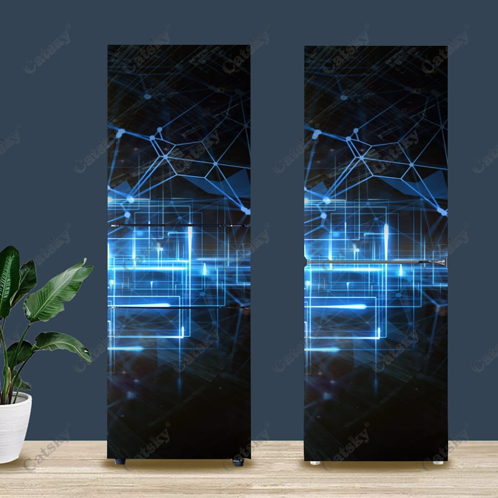 Abstract blue geometric figures Refrigerator Stickers Home r Kitchen ...