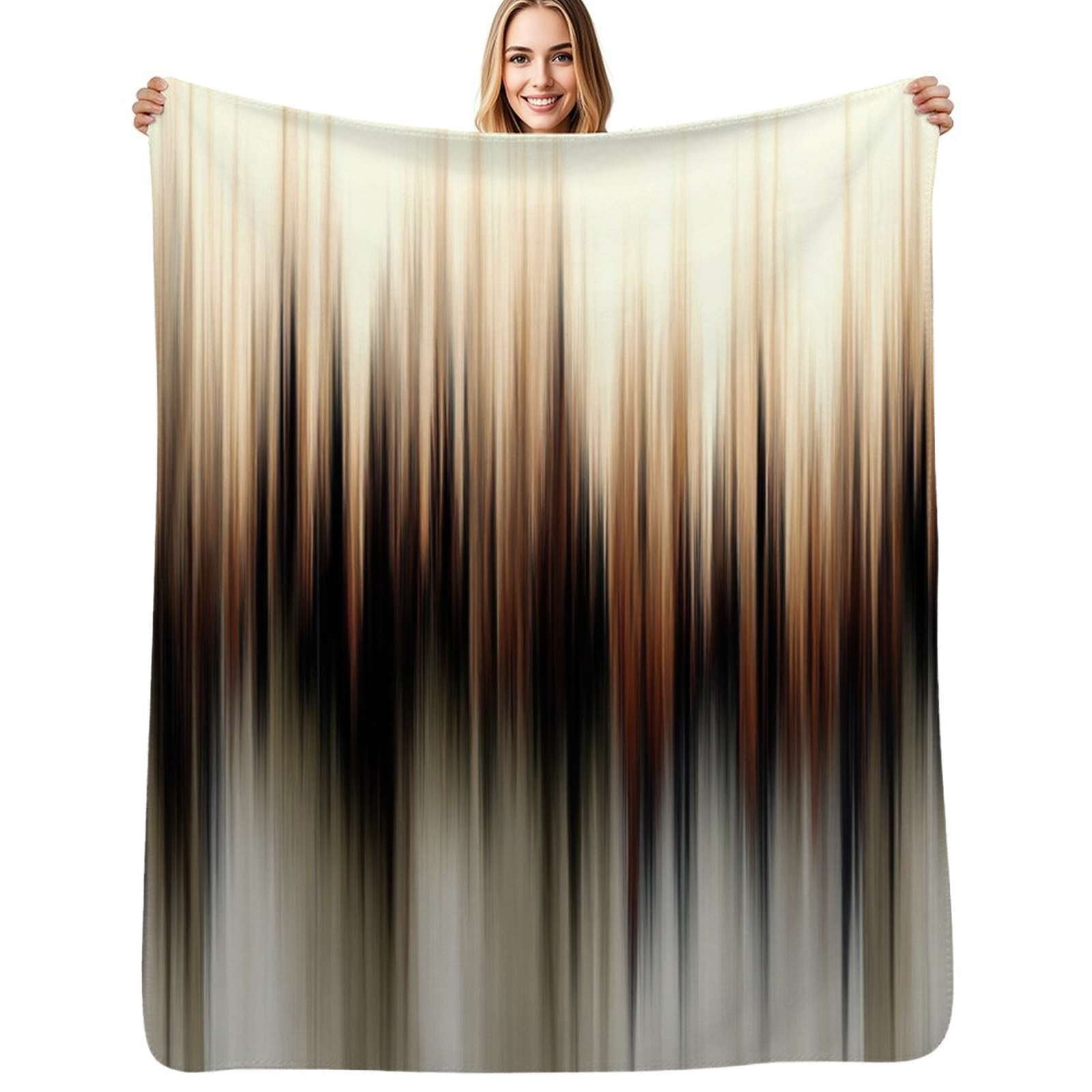 Abstract brown vertical lines art Flannel Blankets Soft Throw Blanket ...