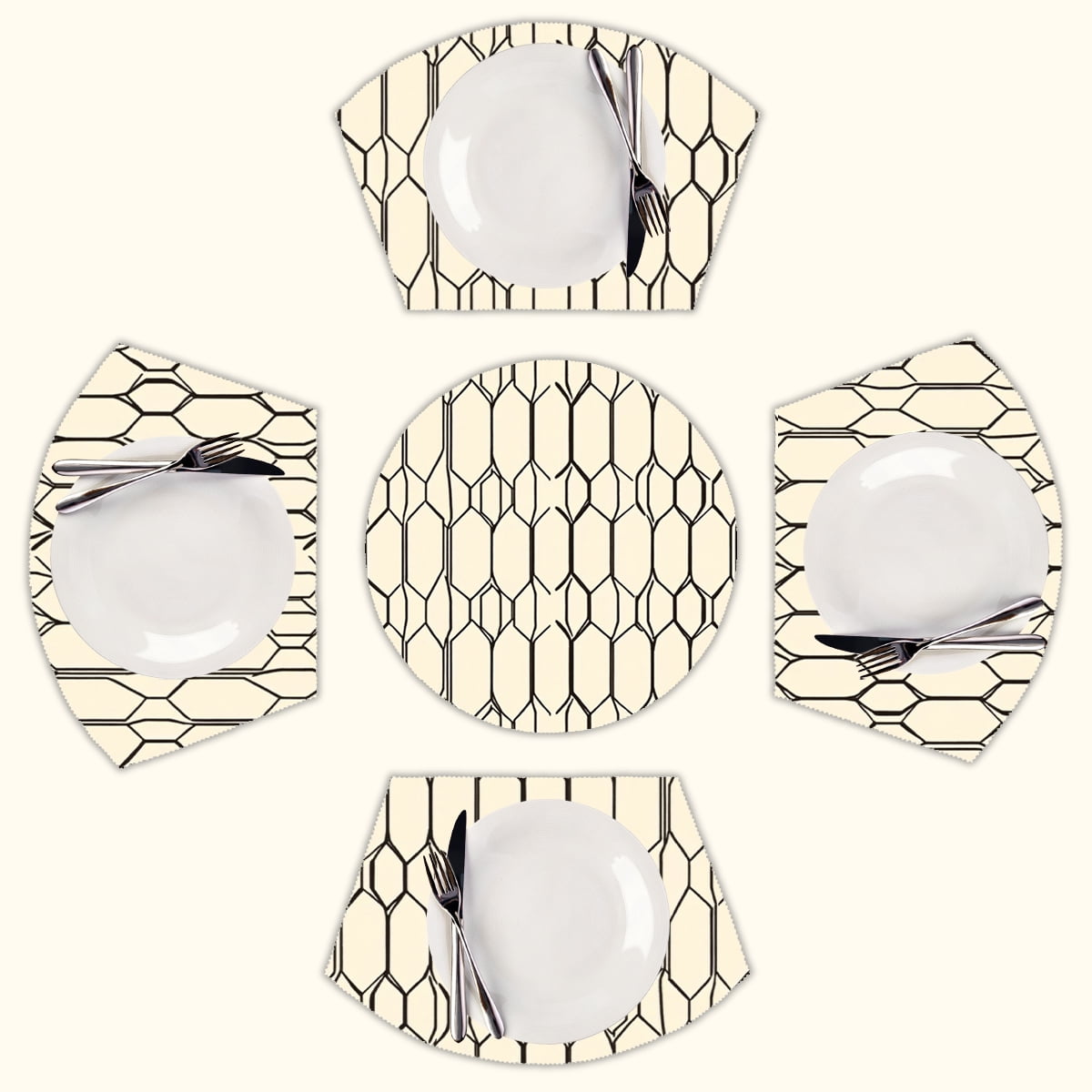 Abstract chicken wire pattern design Round Table Placemats Set Of 5 ...