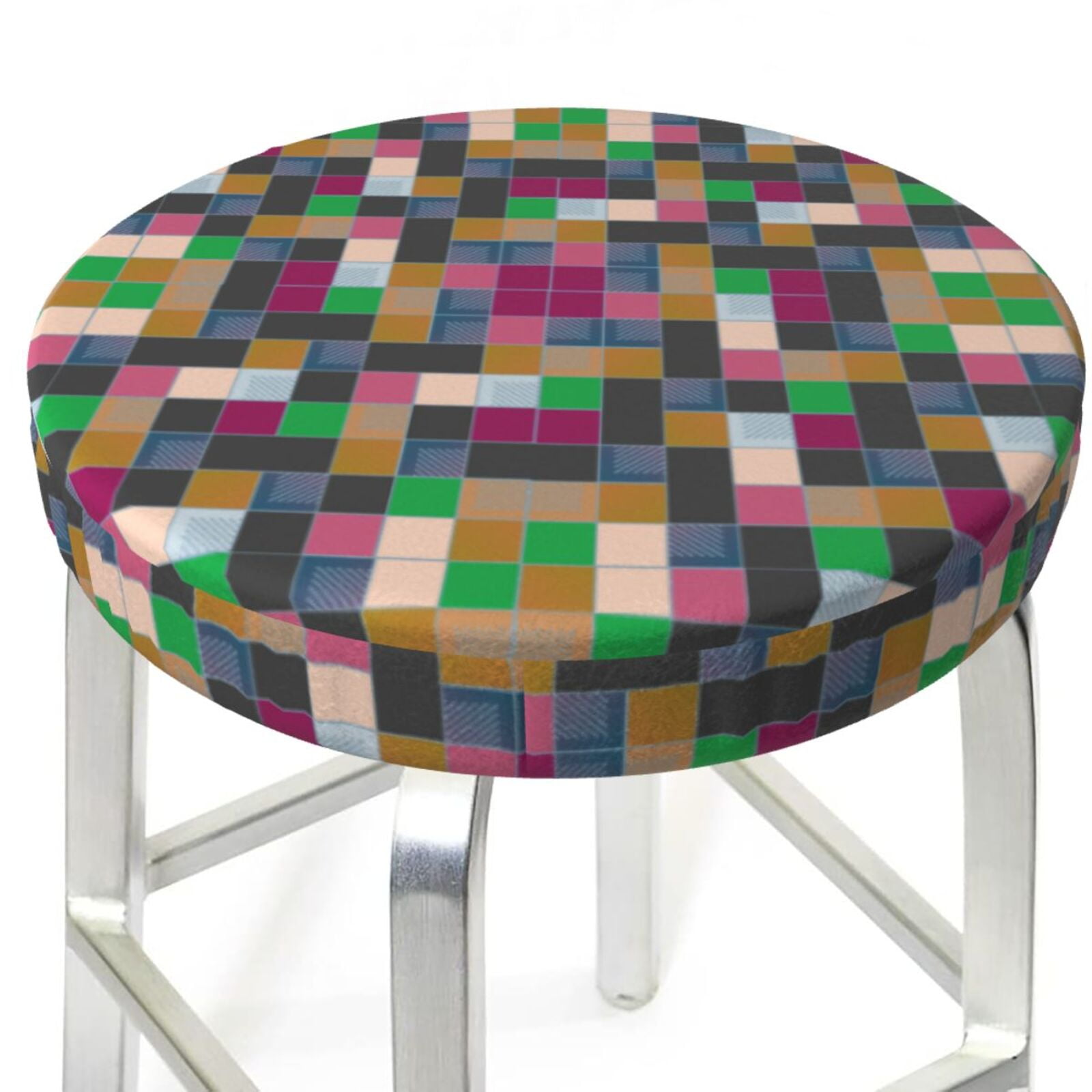 Abstract color pattern Round Bar Stool Covers, Soft Velvet Bar Stool ...