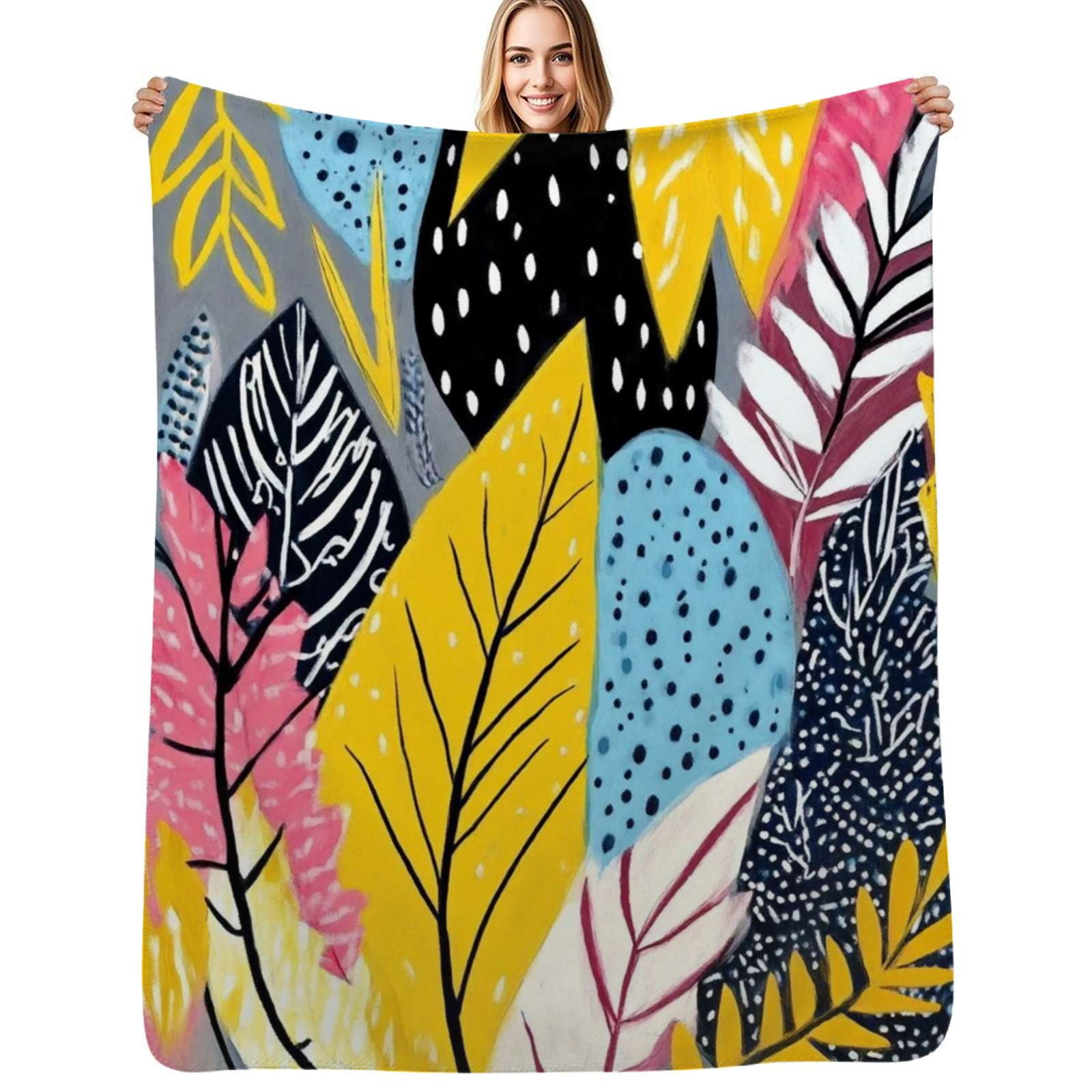 Abstract colorful foliage artwork design Soft Blanket Travel Bedding ...