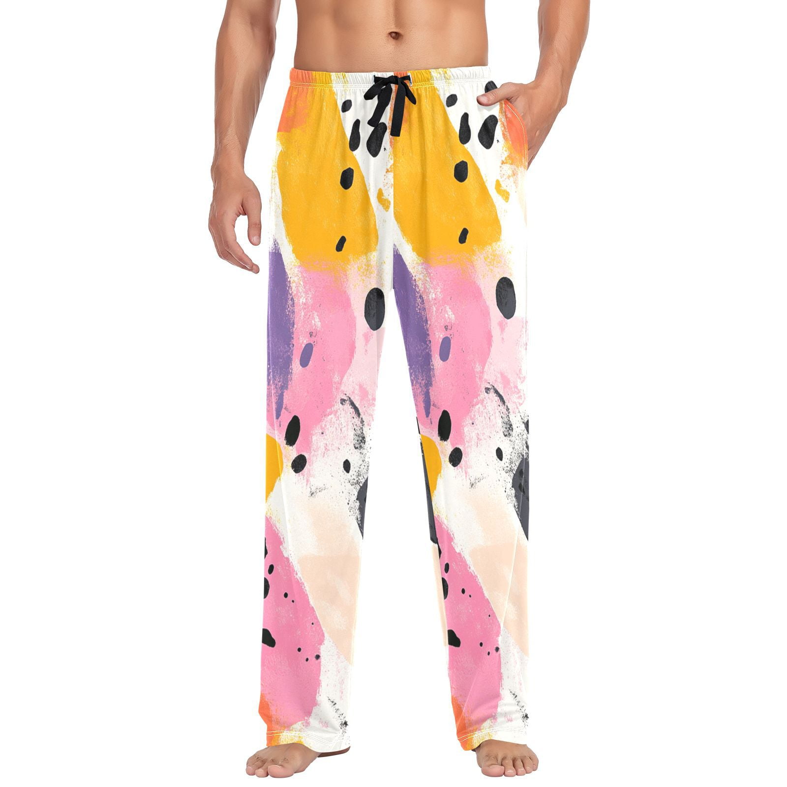 Abstract colorful paint splashes(4) Pajama Pants for Men, Men's ...