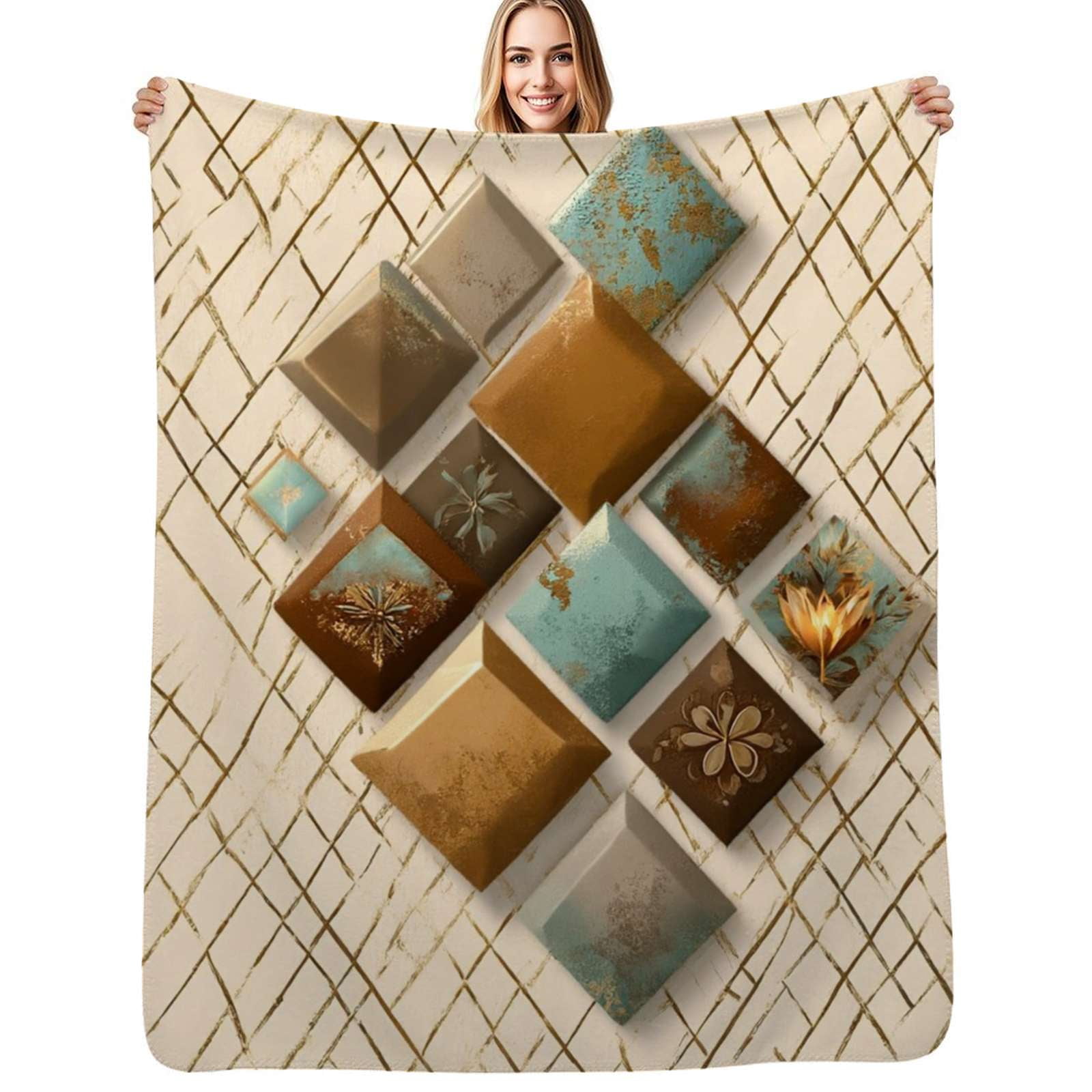 Abstract diamond art design Flannel Blankets Soft Warm Throw Blanket ...
