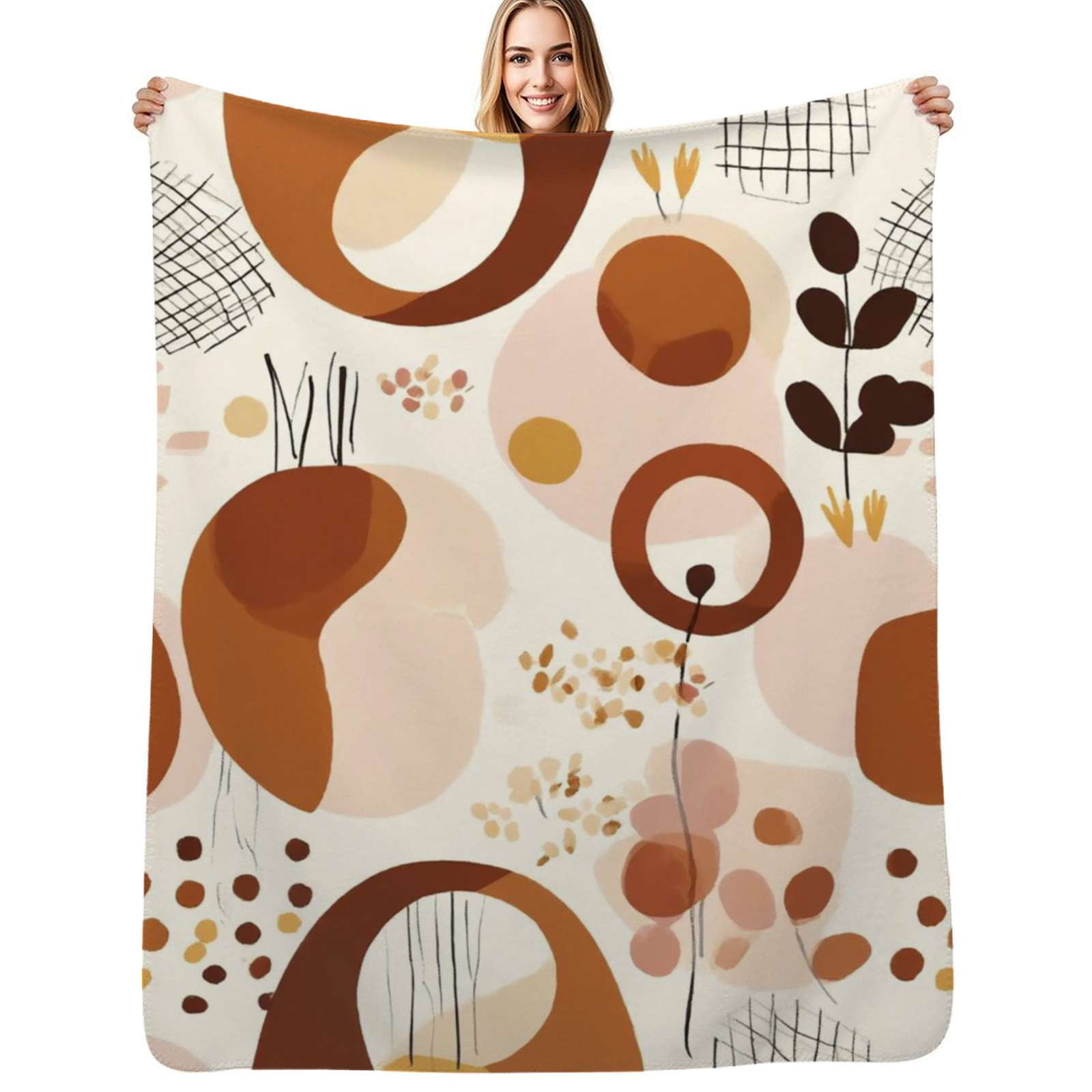 Abstract earthy tone shapes Soft Blanket Travel Bedding Throws Flannel ...