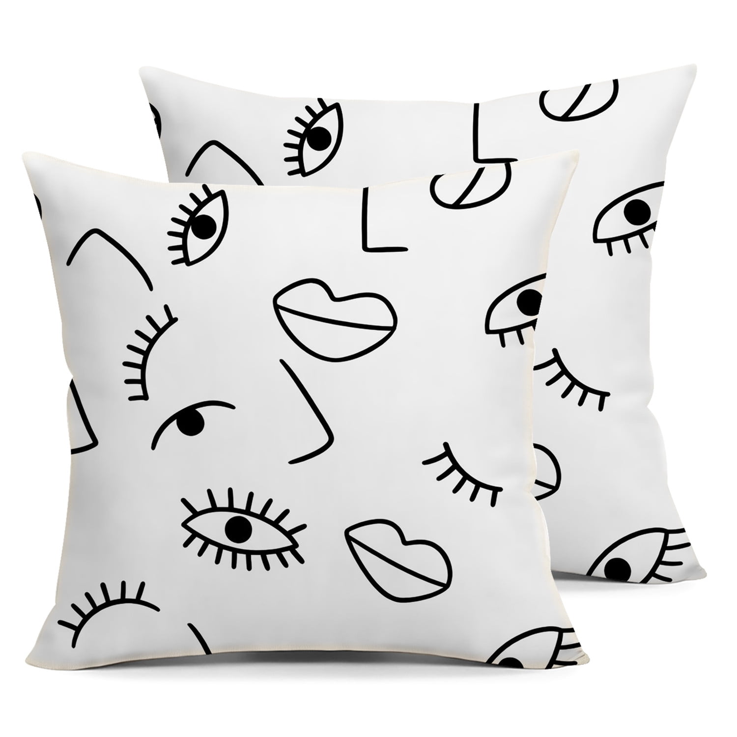 Abstract eyes lip lines four seasons pillow cover for holiday parties ...