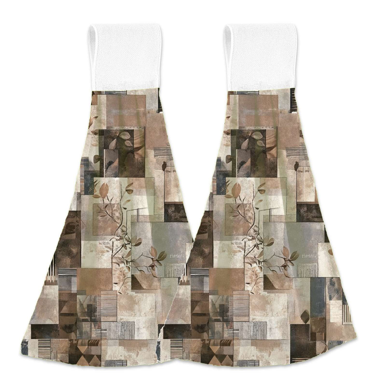 Abstract floral geometric design Hanging Kitchen Hand Towels Sets with ...