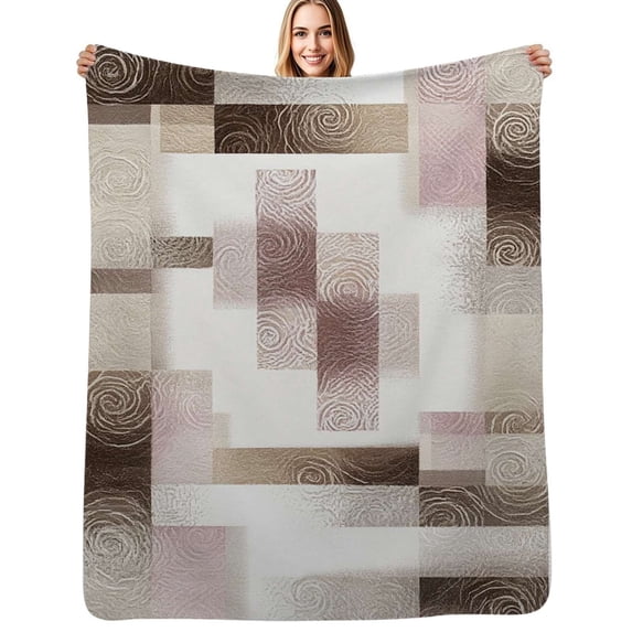 Abstract floral patterned rug Flannel Blanket Warm Soft Bedding Throws ...
