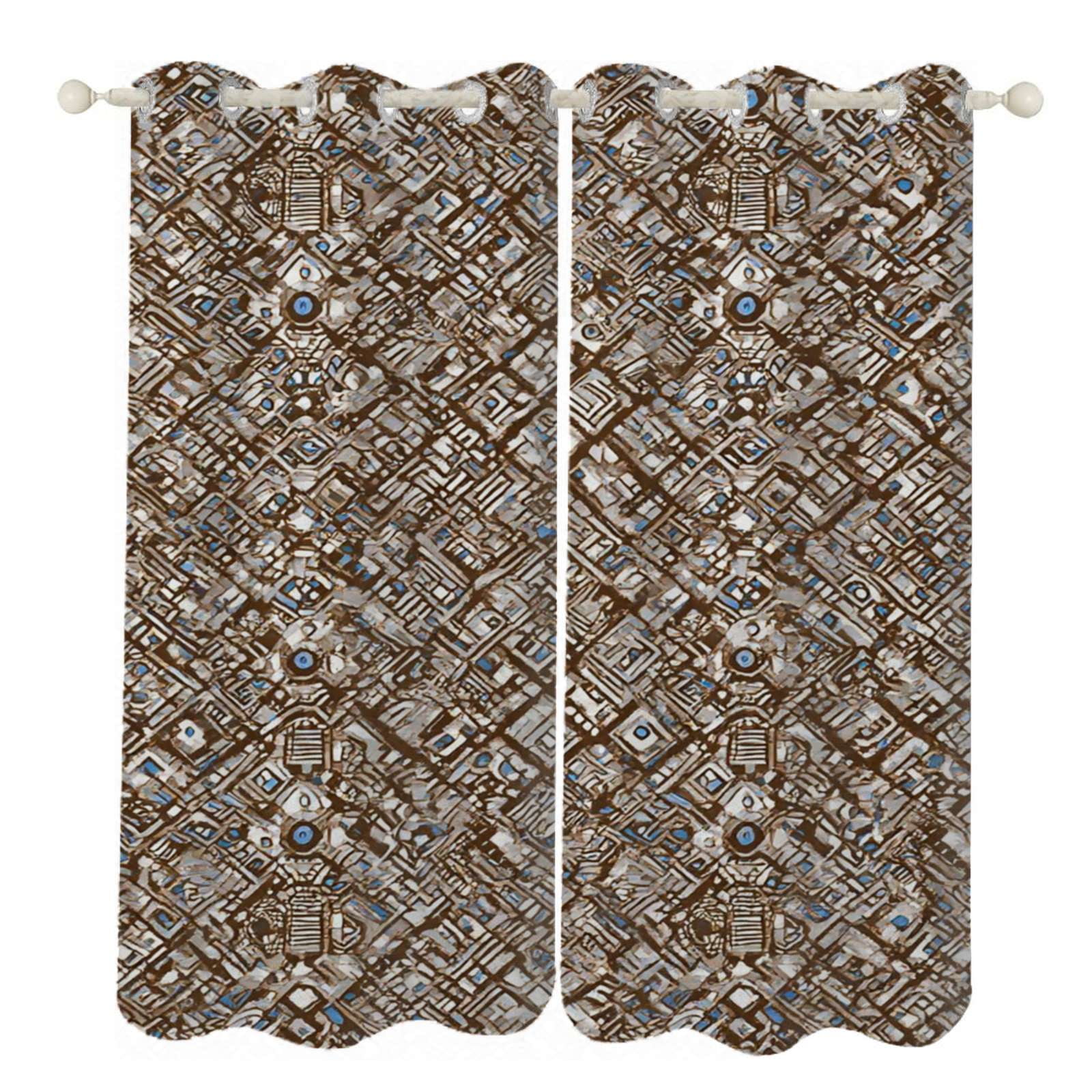 Abstract geometric brown textile design Sunshade Curtains Home Bedroom ...