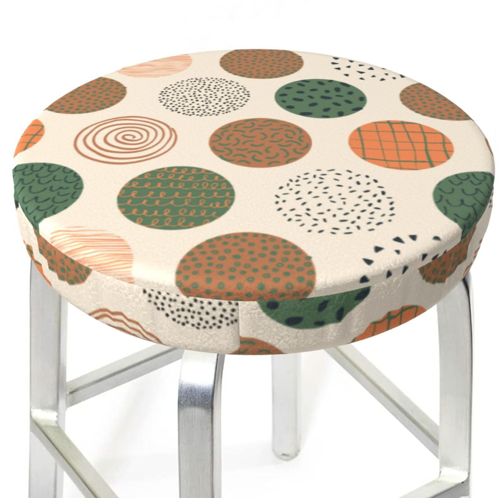 Abstract geometric circles pattern Round Bar Stool Seat Covers, Elastic ...