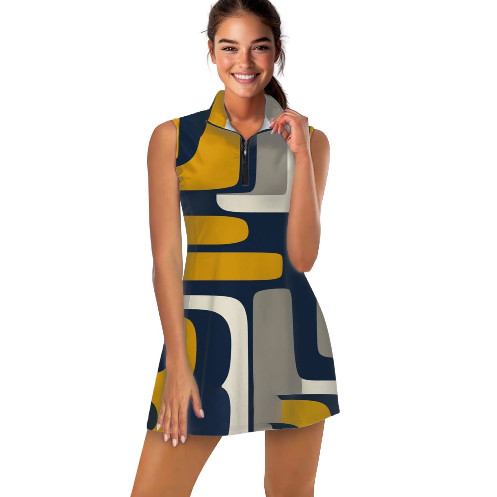 Abstract geometric navy gold art Sports Dresses Women Tennis Dress with ...