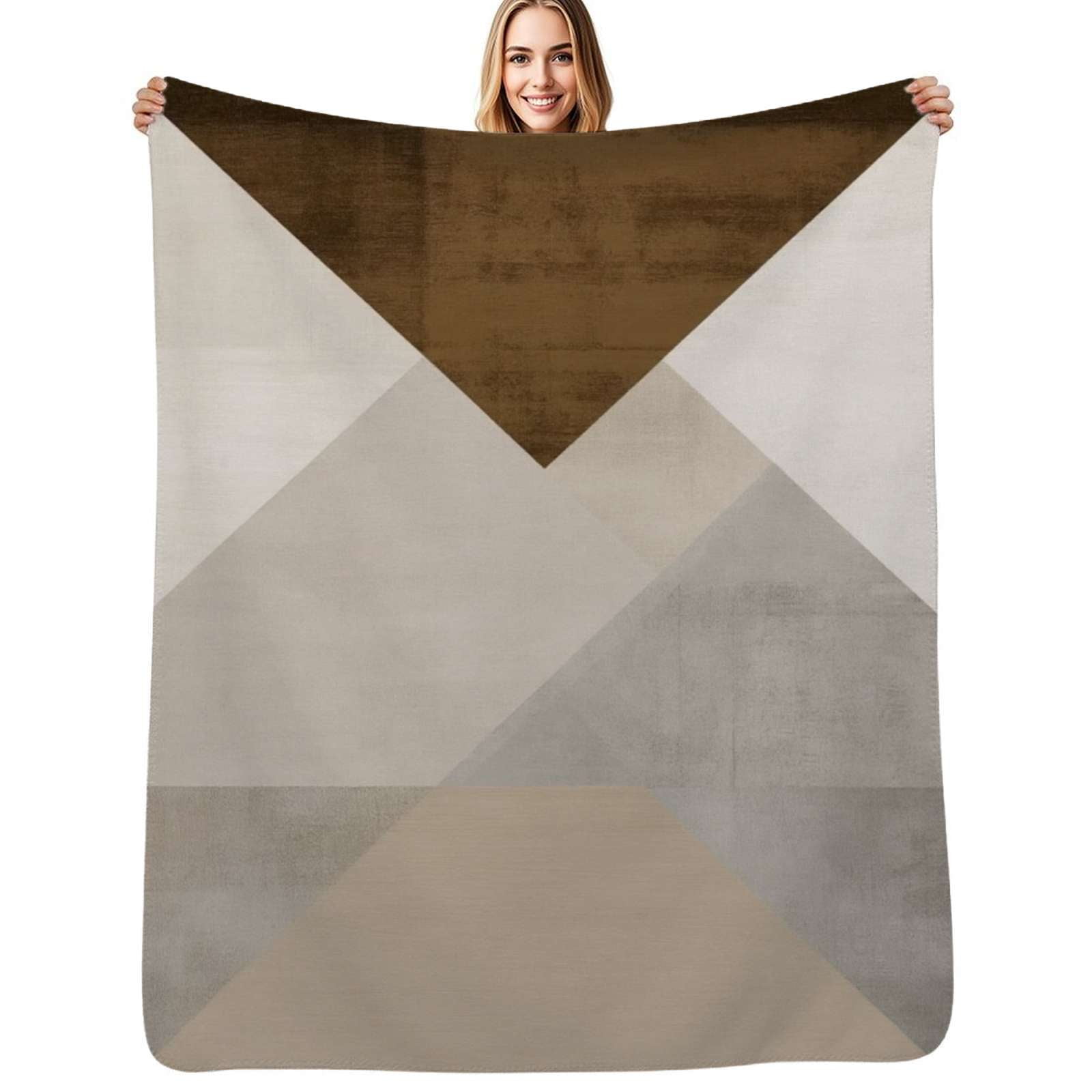 Abstract geometric neutral art Flannel Blanket Warm Soft Bedding Throws ...