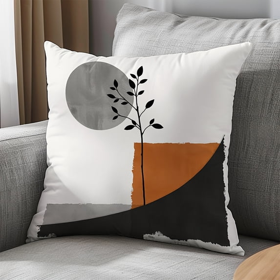 Abstract geometric plant and moon home decoration pillowcase, suitable ...