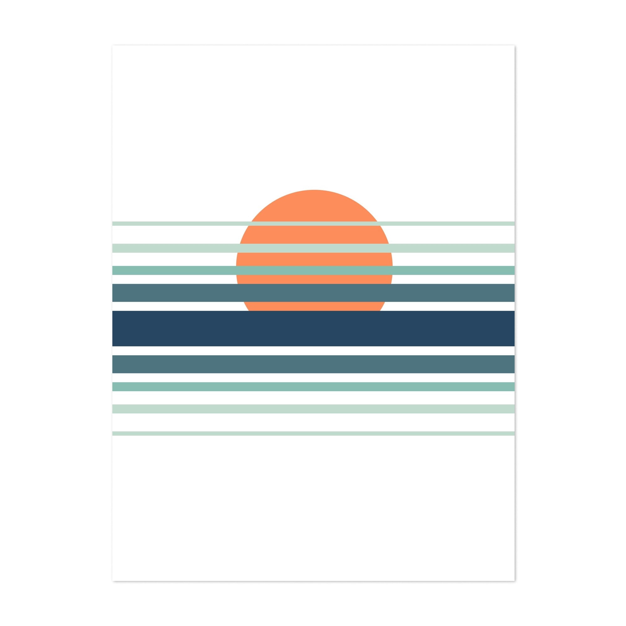 Abstract geometric sunset with orange sun - Illustration Minimalist ...