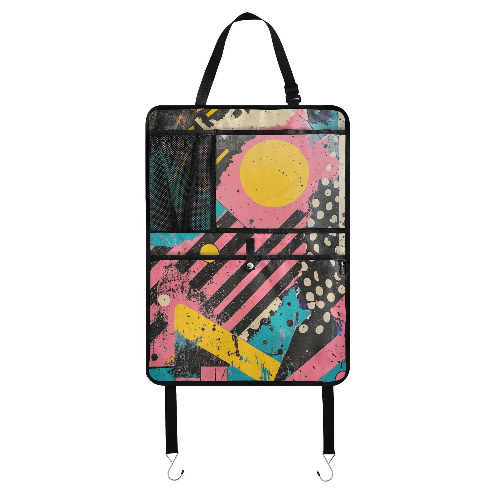 Abstract geometric vibrant art Back Seat Cover + Pocket Storage ...