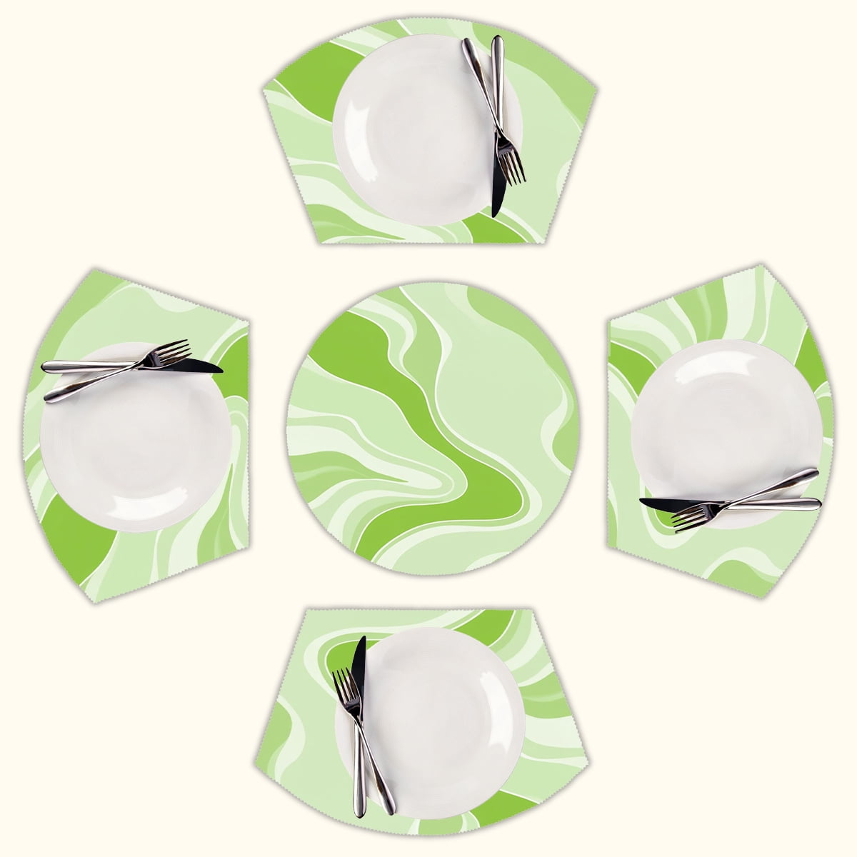 Abstract green wavy background design Round Table Placemats Set Of 5 ...