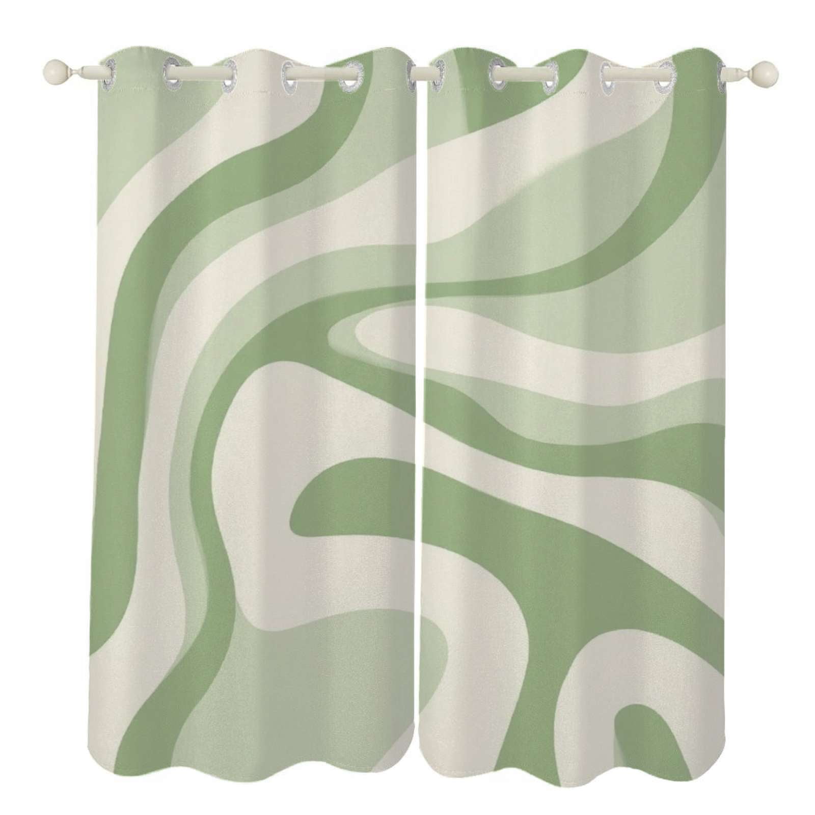 Abstract green wavy pattern design Sunshade Curtains Home Bedroom ...