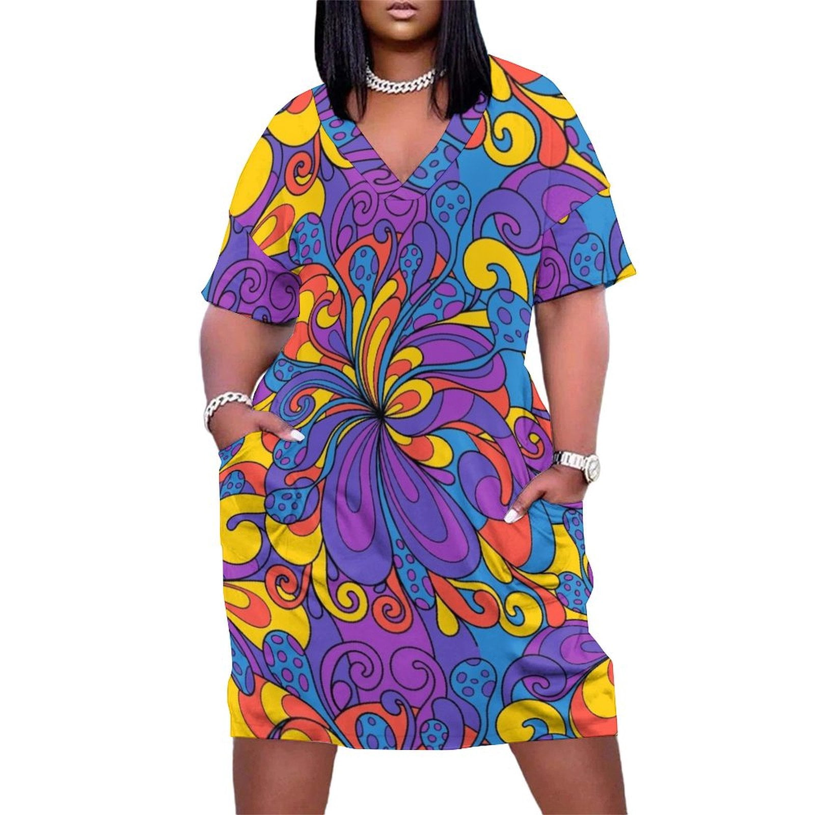 Abstract hallucinogen mushrooms Loose Pocket Dress prom dress 2025 ...