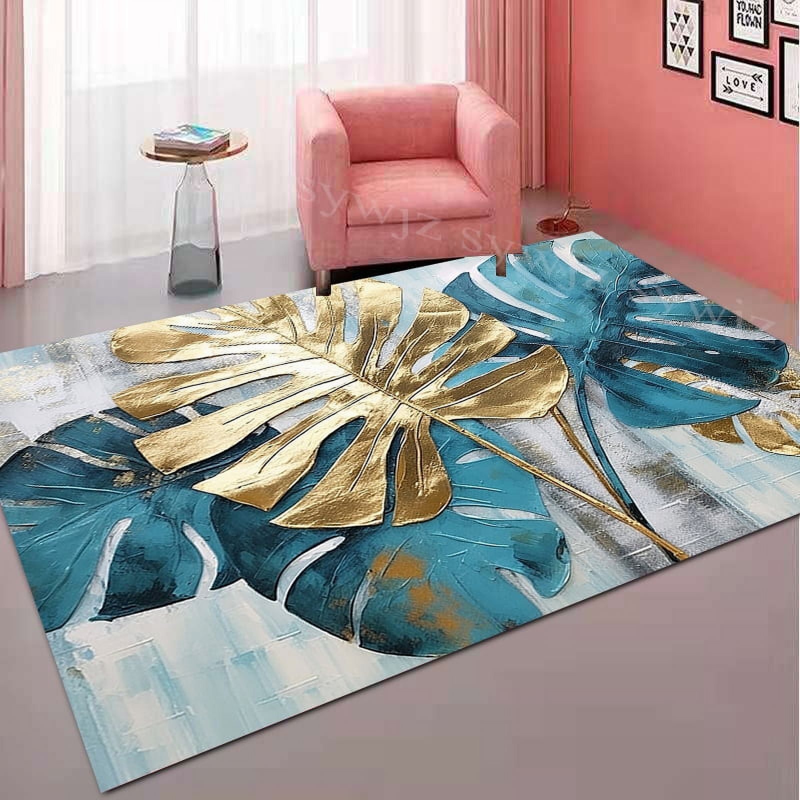 Abstract ic Background Retro Illustration Carpet Modern Minimalist Living Room Palm Leaf Pattern ...