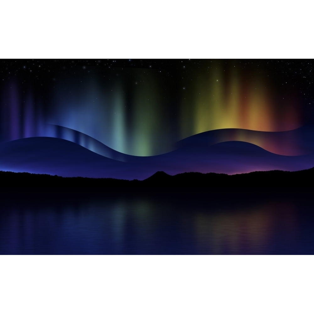 Abstract illustration of the Northern Lights Poster Print - Walmart.com