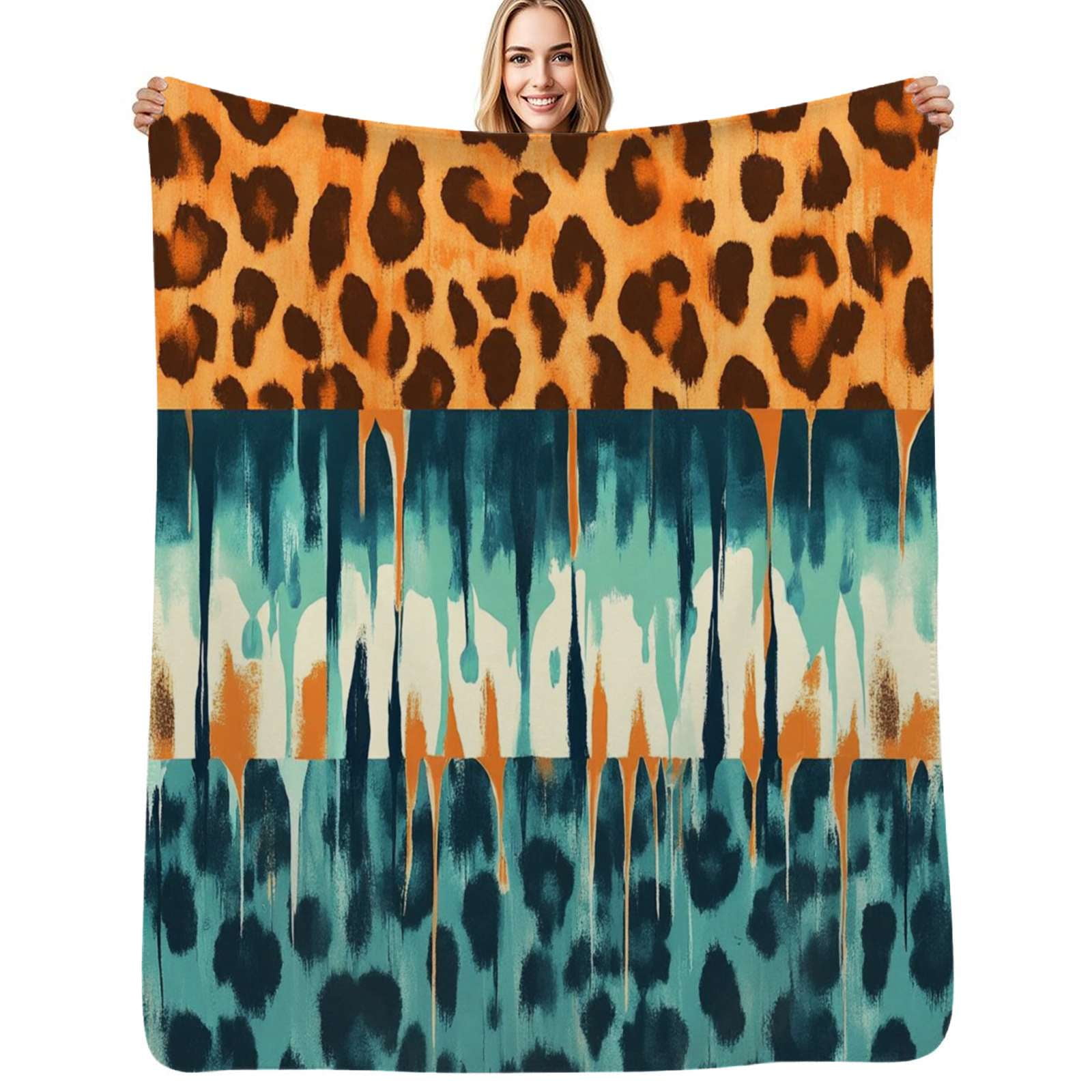 Abstract leopard print drip Soft Warm Blanket Throw Blanket Flannel ...