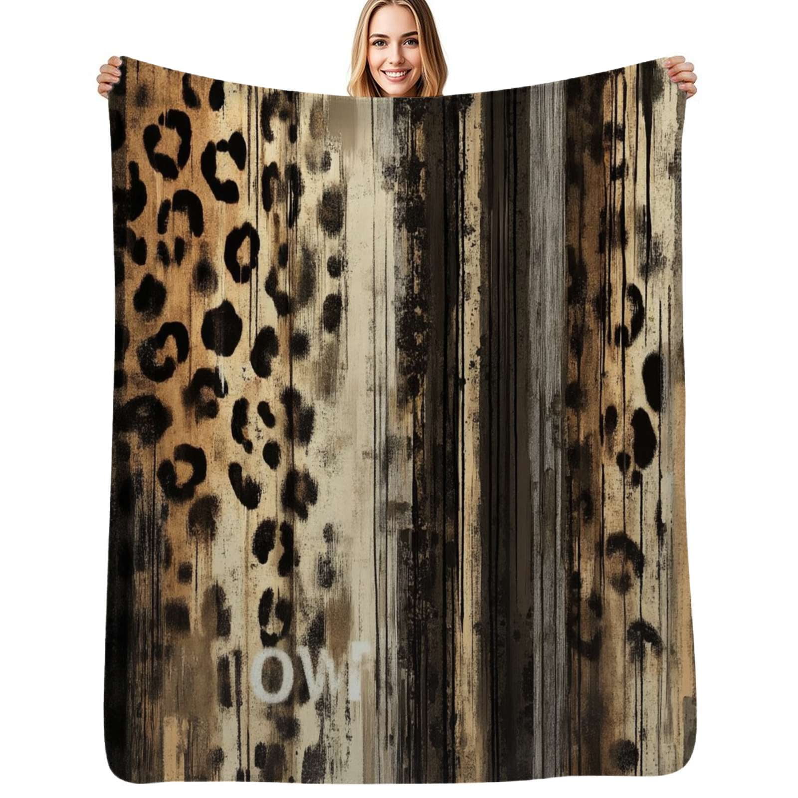 Abstract leopard print stripes art Flannel Blanket Warm Soft Bedding ...