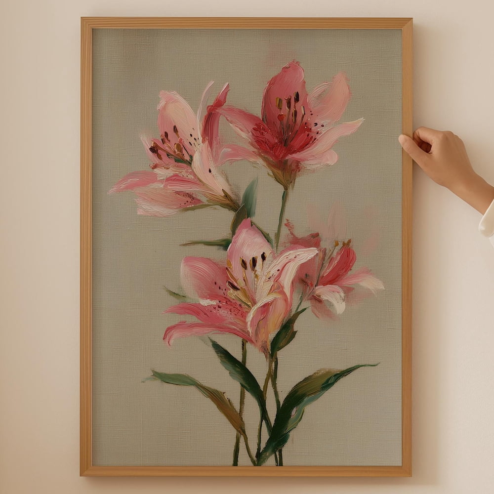 Abstract lily art print magenta- Floral Wall Art for dopamine girly ...
