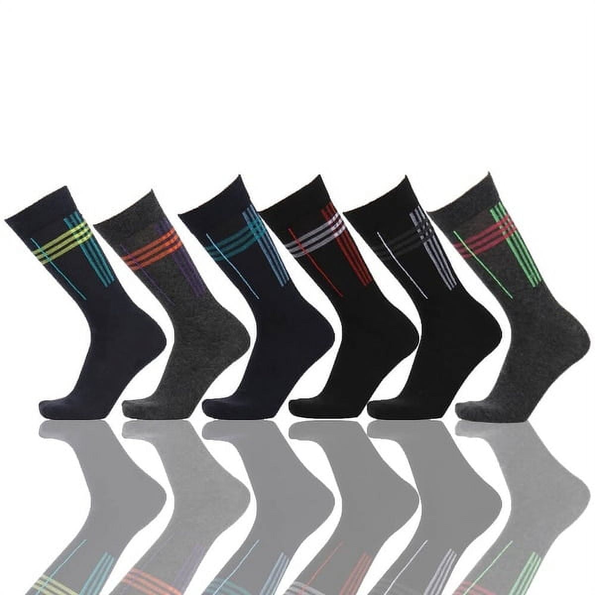 Abstract lines Print Men's Cotton Dress Socks (Size 10-13) 6 Assorted ...