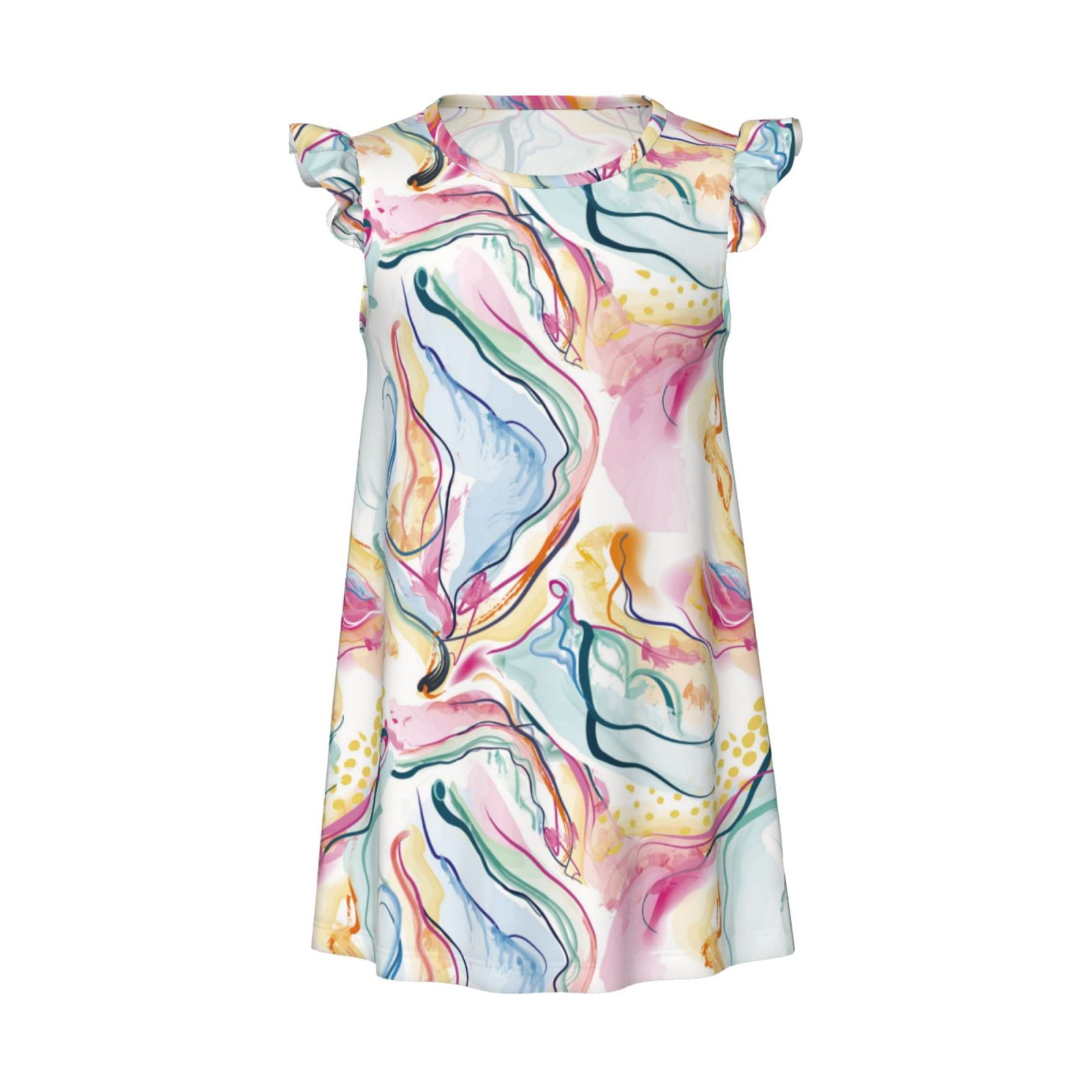 Abstract marble texture Girls Nightgown, Flutter Short Sleeves Night Dress, Pajamas for Little ...