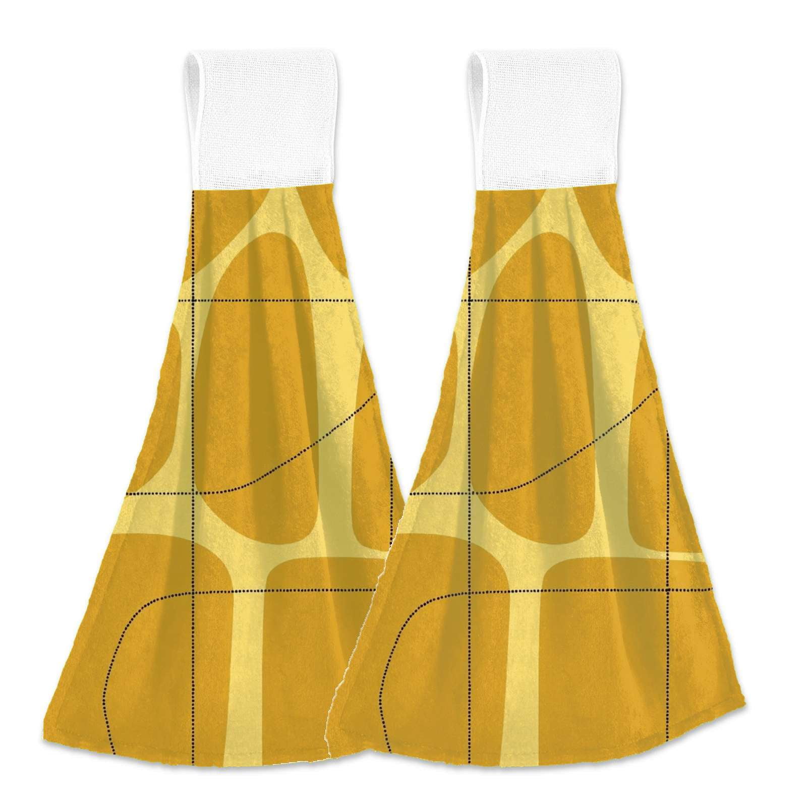 Abstract mustard yellow design lines Hanging Kitchen Hand Towels Sets ...