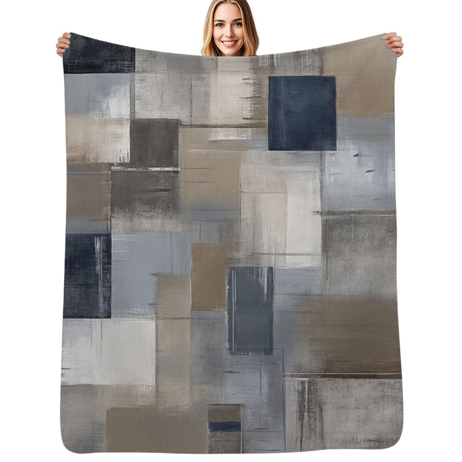 Abstract muted color blocks Flannel Blankets Soft Warm Throw Blanket ...