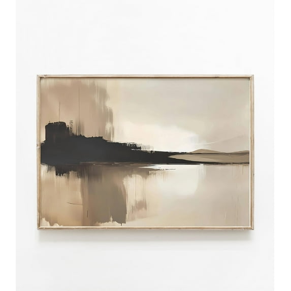 Abstract neutral landscape Poster beige black brown scenery artwork ...