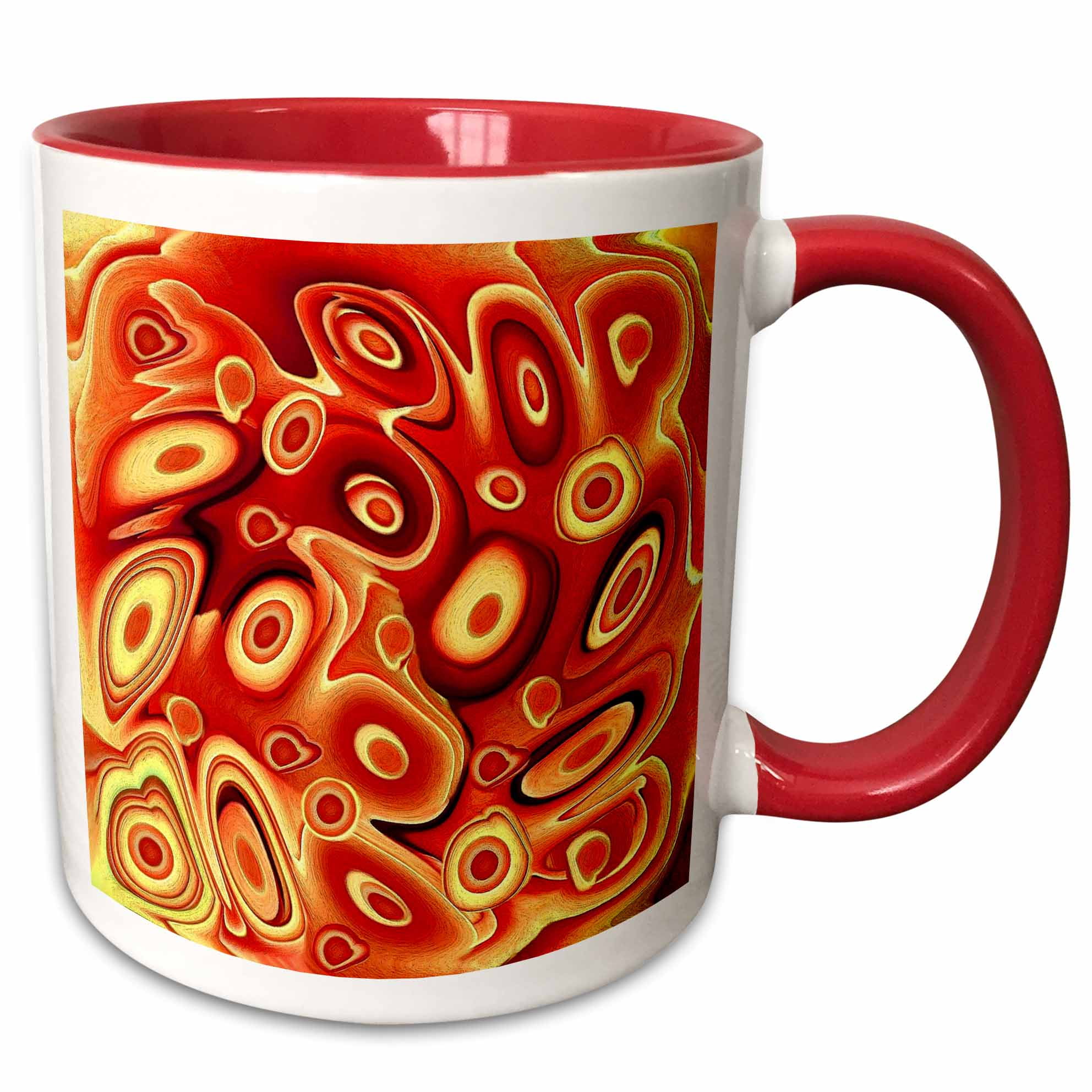 Abstract orange gold yellow surreal flowing sci fi cells hearts 15oz ...