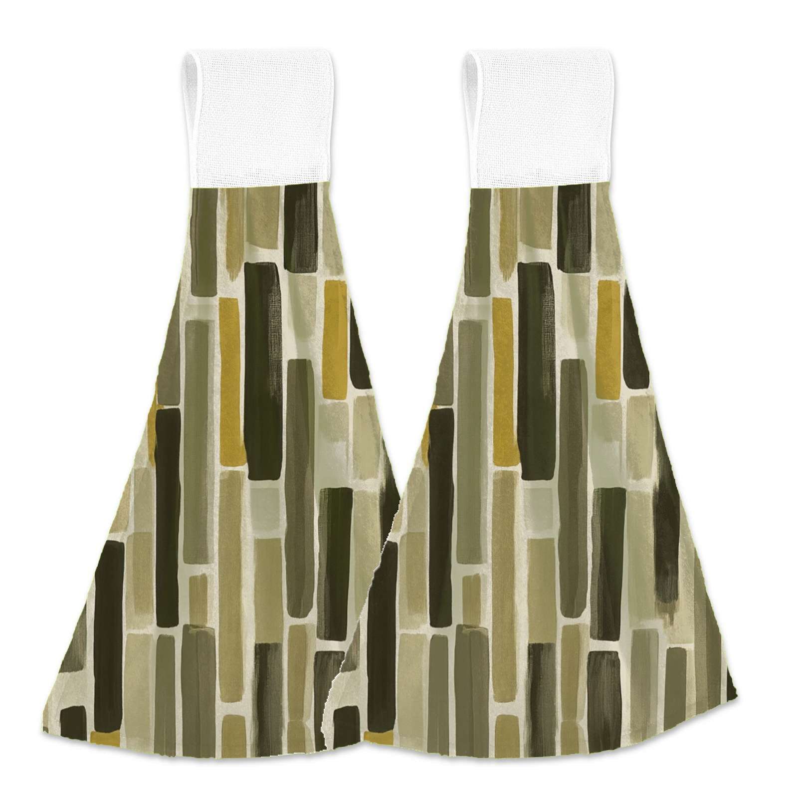 Abstract painted block pattern Hanging Kitchen Hand Towels Sets with ...
