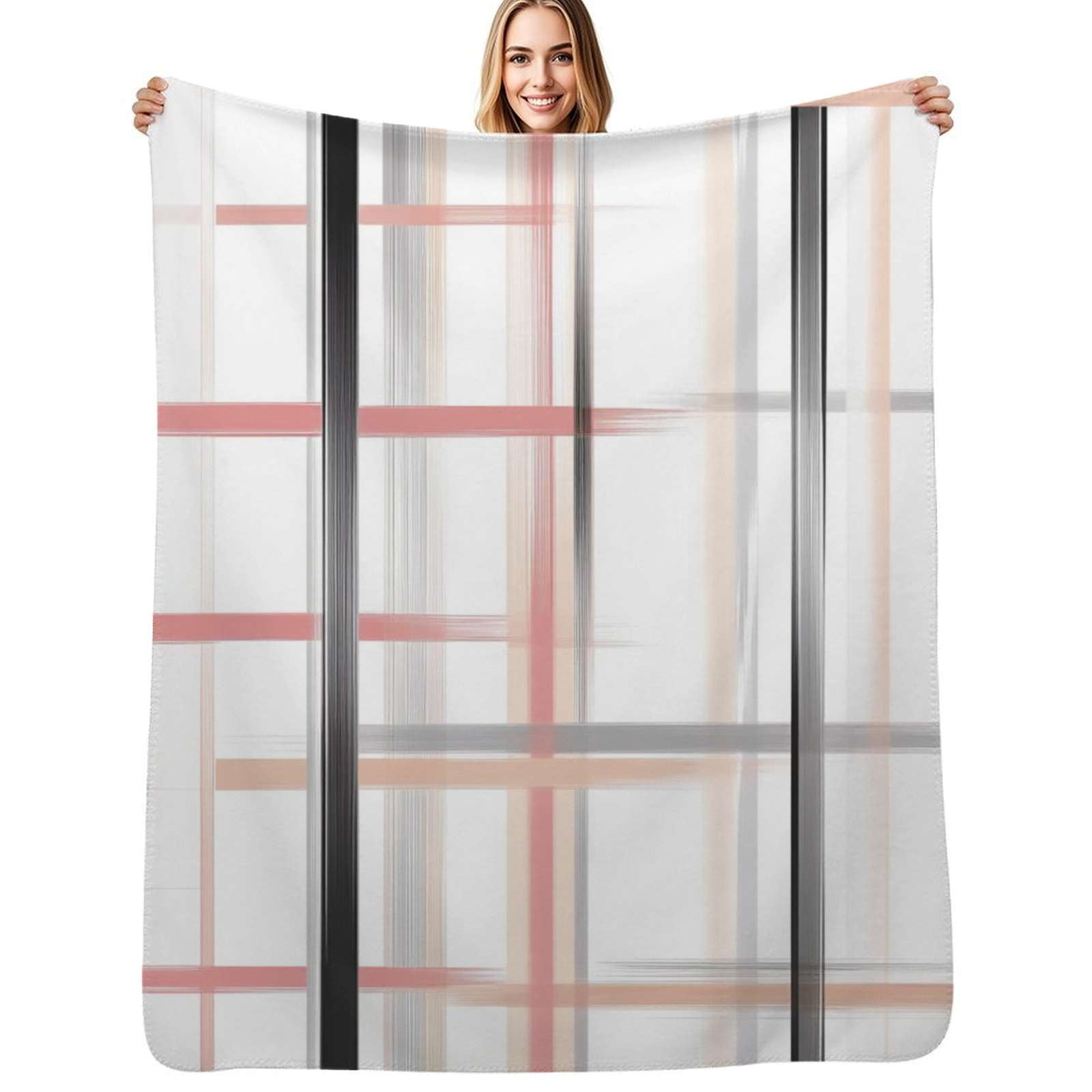 Abstract painted grid lines Flannel Blankets Soft Warm Throw Blanket ...