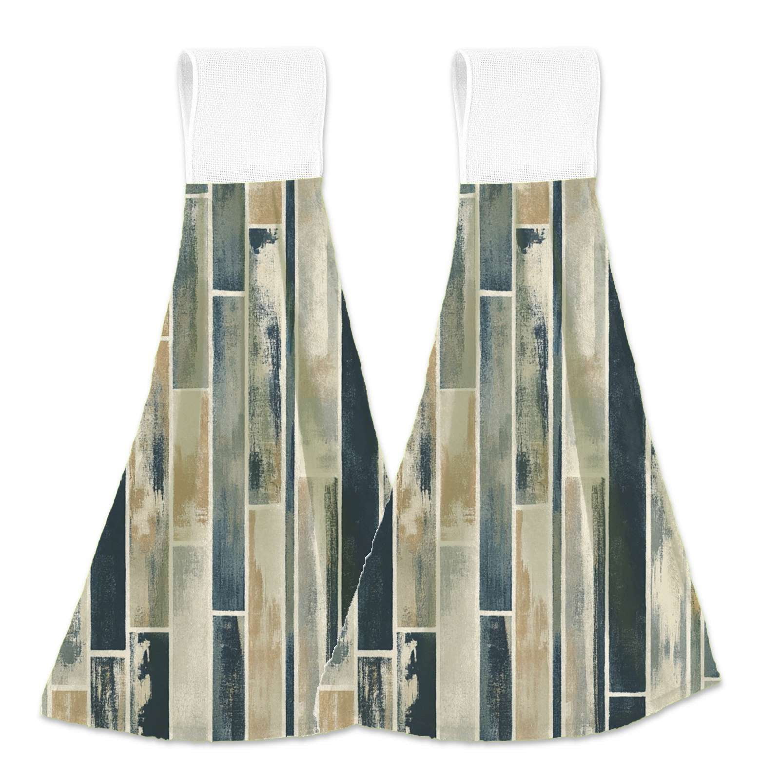Abstract painted wood planks Hanging Kitchen Hand Towels Sets with Loop ...