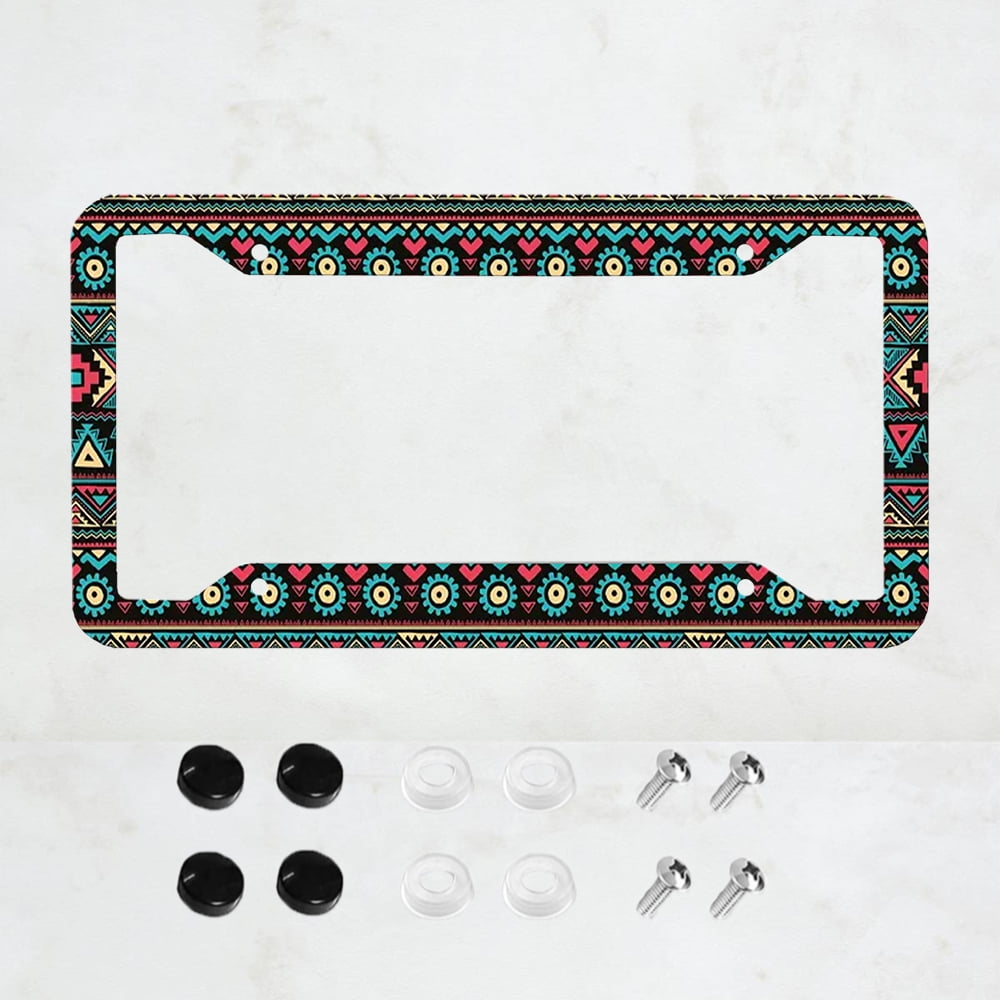 Abstract pattern license plate frame, floral license plate frame, top ...