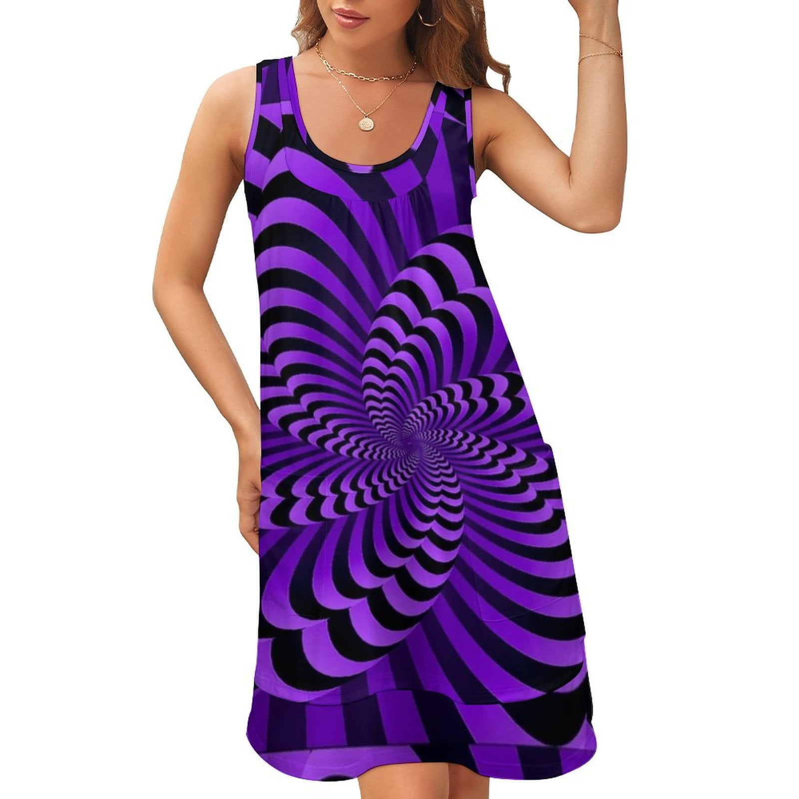 Abstract purple Trippy optical illusion- optical illusion Sleeveless U ...
