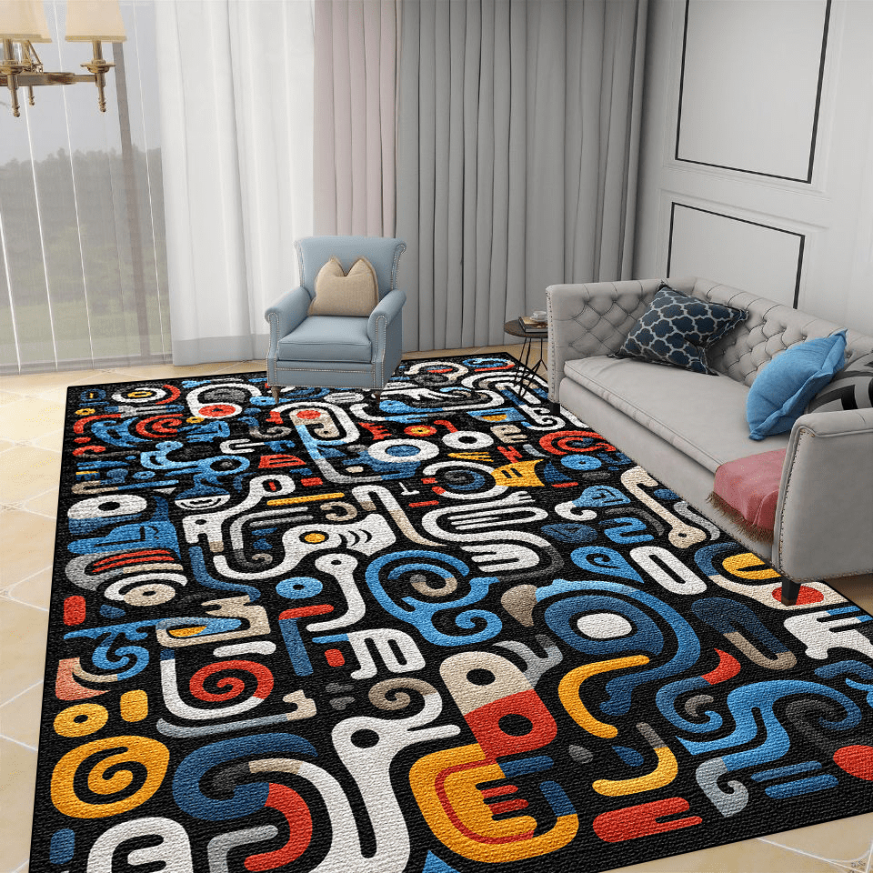 Abstract ration Soft Carpet Living Room Light Luxury Carpets Modern ...