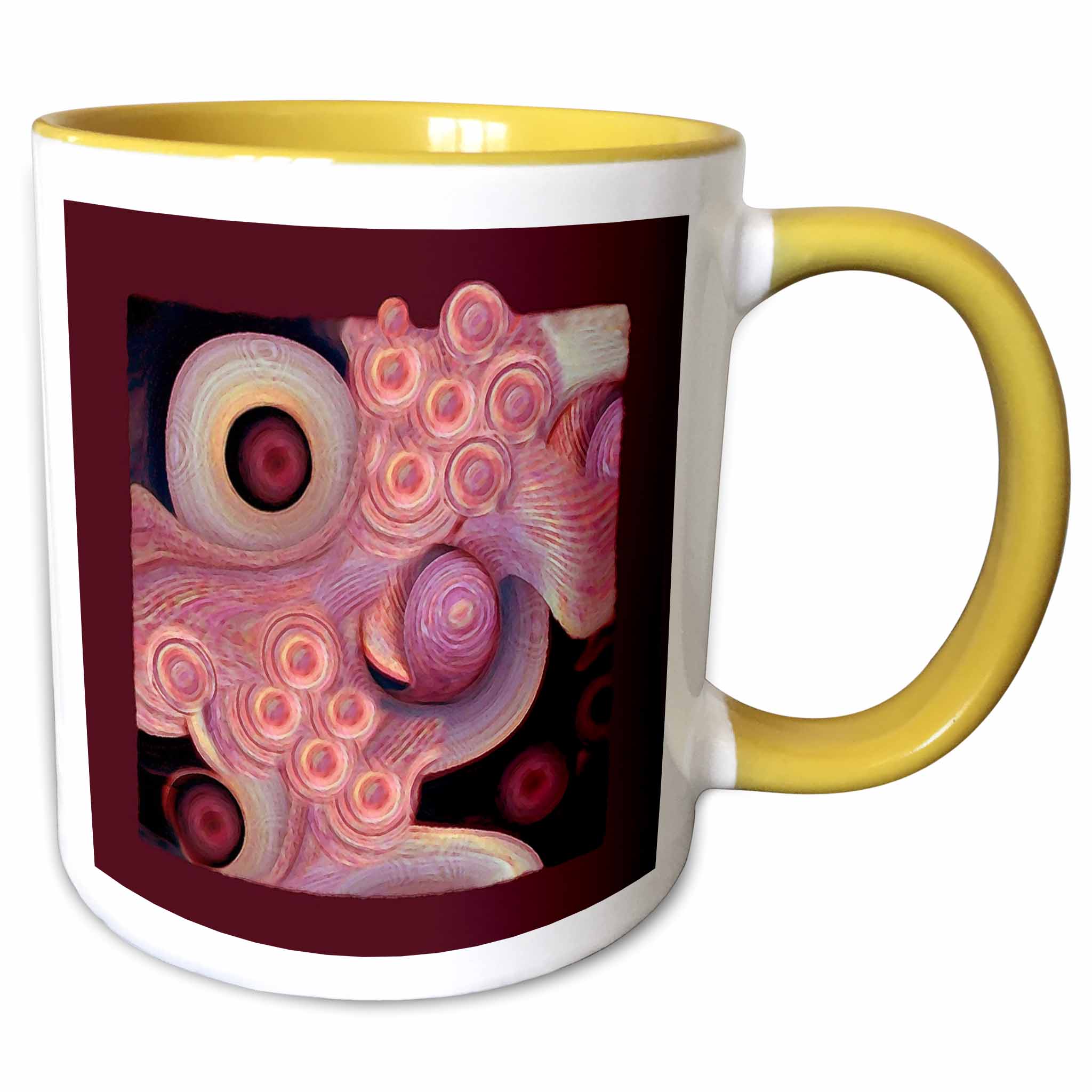 Abstract red and orange sea foam waves and shells on wine background ...