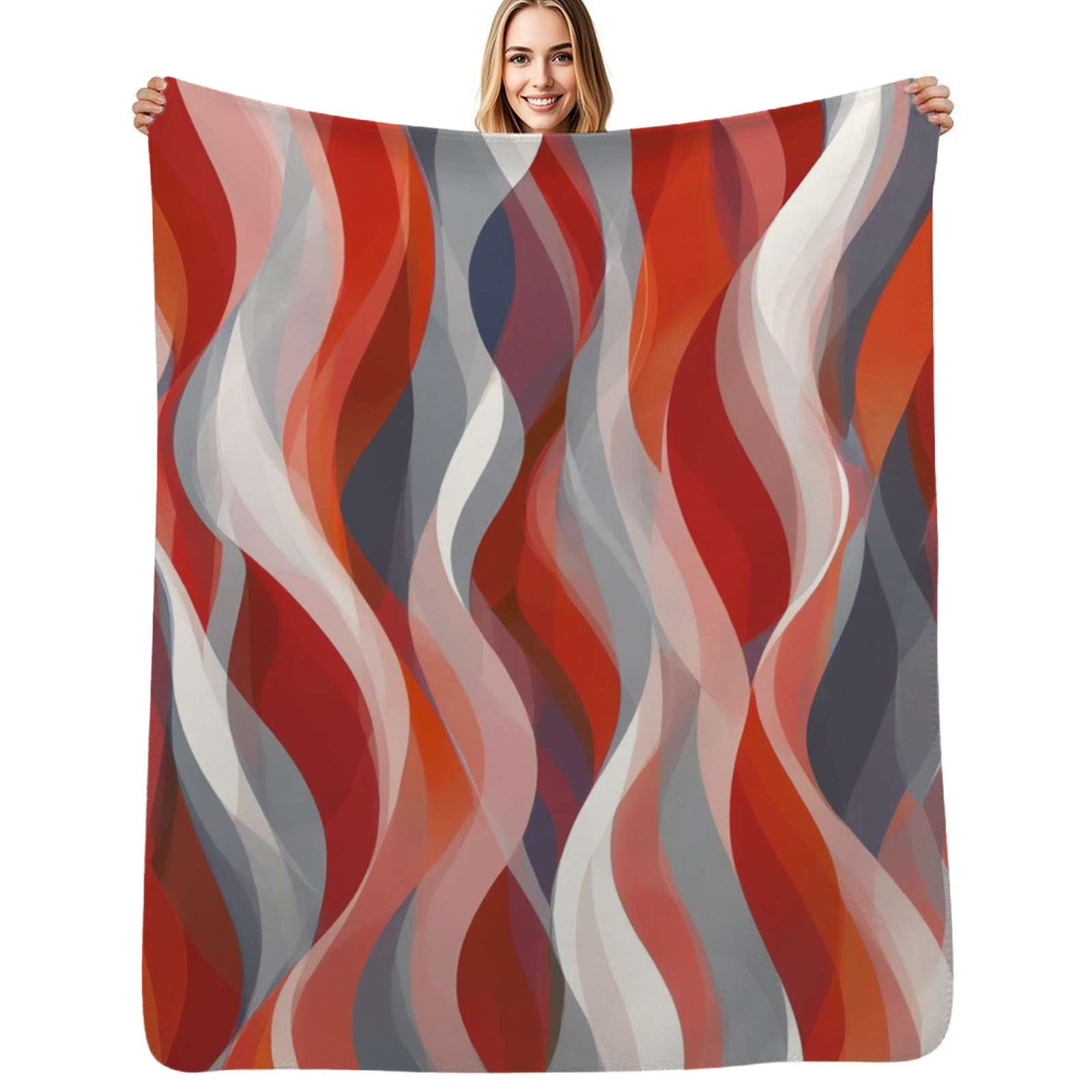 Abstract red wavy pattern Flannel Blanket Warm Soft Bedding Throws ...