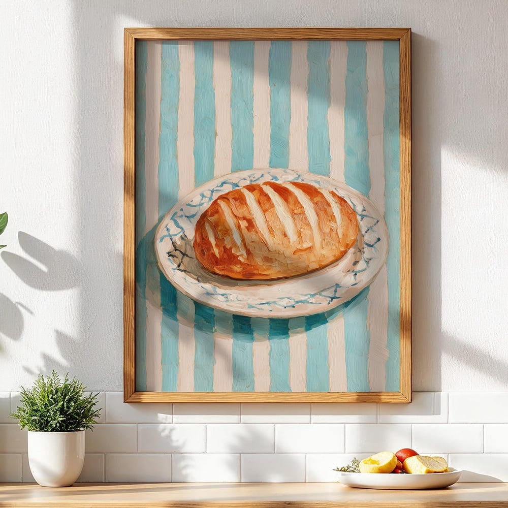 Abstract sourdough farmhouse Wall Art- Preppy baking bread Print for ...