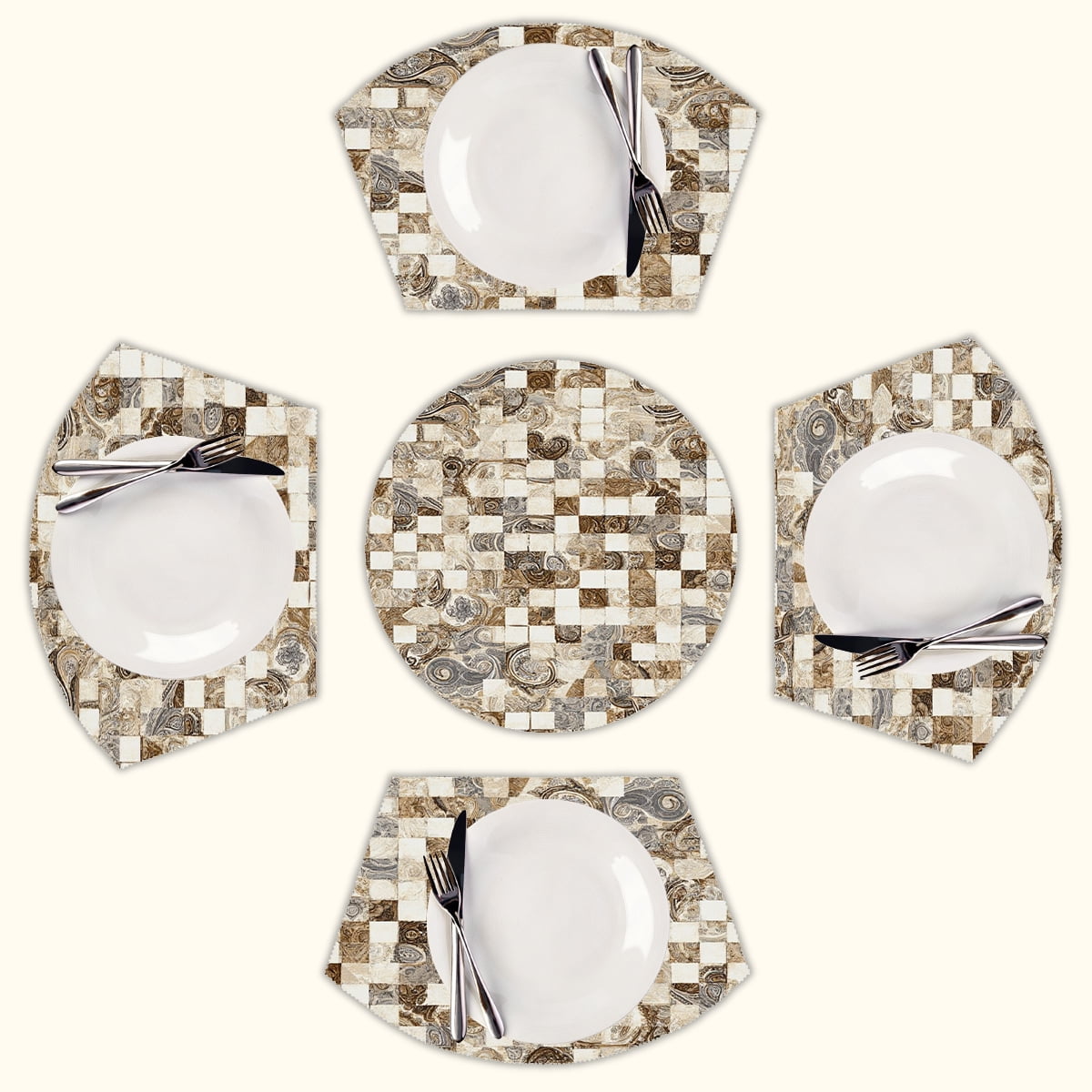 Abstract stone mosaic pattern Round Table Placemats Set Of 5 Wedge ...