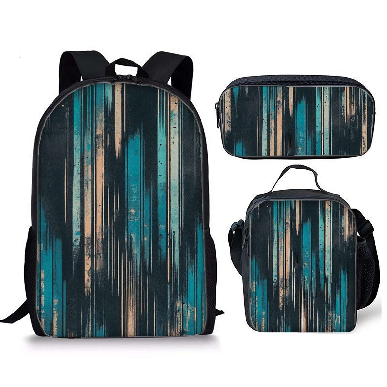 Abstract teal striped pattern Backpacks Bookbag Bags Rucksack Lunch Bag ...