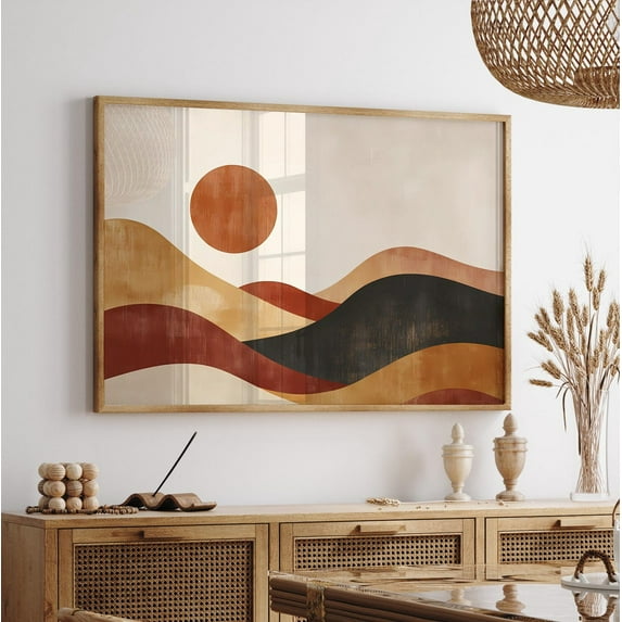 Abstract terracotta landscape Poster modern boho desert artwork mid ...